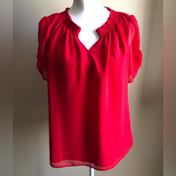 Talbots | Tops | Nwt Talbots Petite Red Short Sleeve Blouse | Poshmark